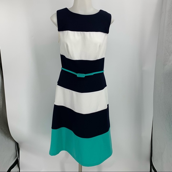 R&K | Dresses | Rk Dress Navy Blue White Blue Green | Poshmark